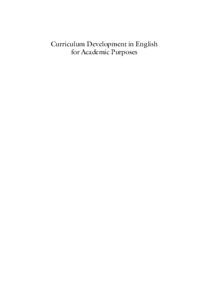 (PDF) Curriculum Development in English for Academic Purposes