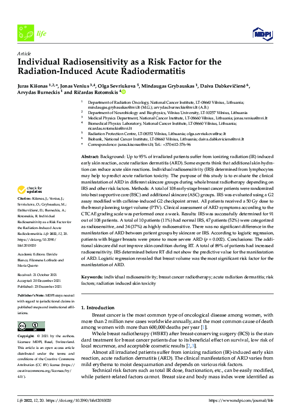 (PDF) Radiosensitivity and Radiation-Induced Radiodermatitis