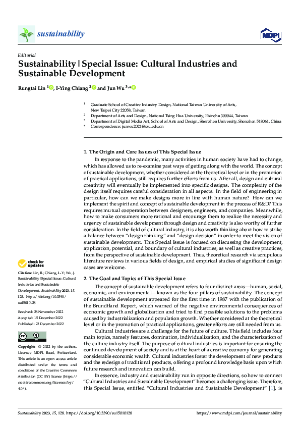 (PDF) Sustainability|Special Issue: Cultural Industries and Sustainable ...