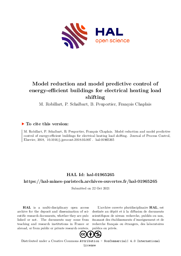 (PDF) Model reduction and model predictive control of energy-efficient buildings for electrical ...