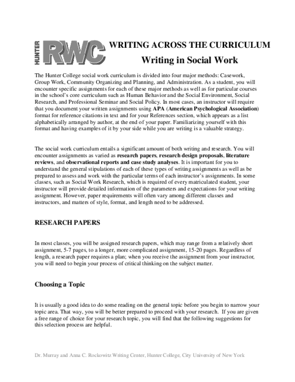 (PDF) Writing Social Work