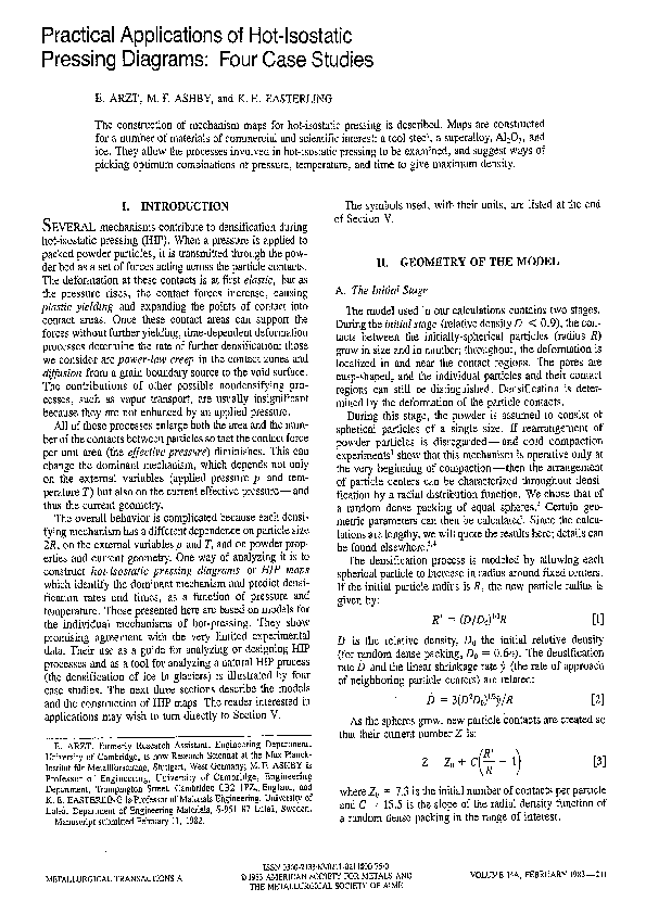 (PDF) Practical applications of hotisostatic Pressing diagrams: Four case studies
