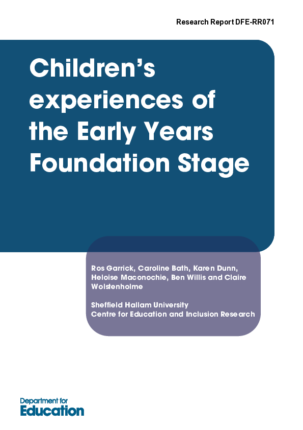 (PDF) Children's Experiences of the Early Years Foundation Stage ...