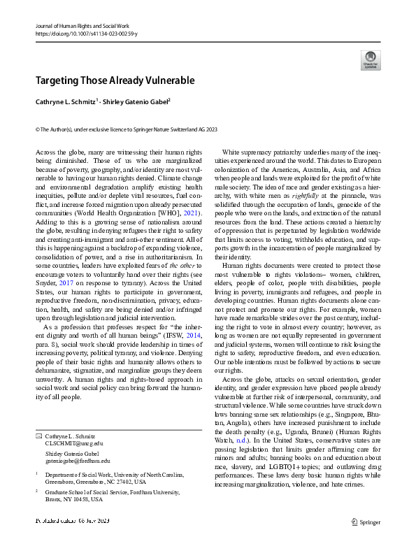 (PDF) Targeting Those Already Vulnerable | Cathryne Schmitz - Academia.edu
