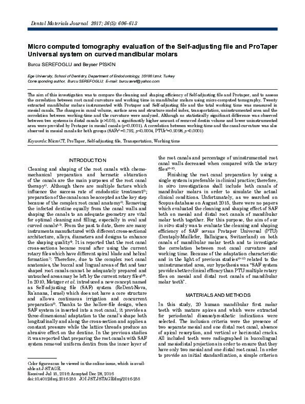 (PDF) Micro computed tomography evaluation of the Self-adjusting file ...