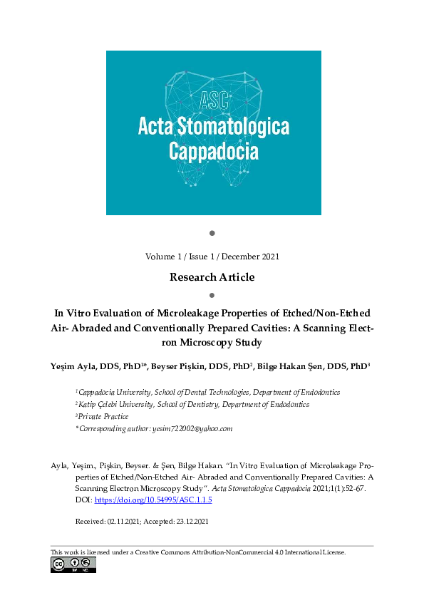 (PDF) In Vitro Evaluation of Microleakage Properties of Etched/Non ...