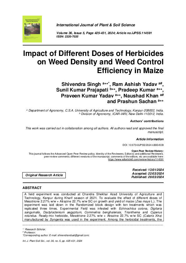 (PDF) Impact of Different Doses of Herbicides on Weed Density and Weed ...