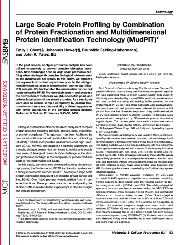(PDF) Large Scale Protein Profiling by Combination of Protein ...