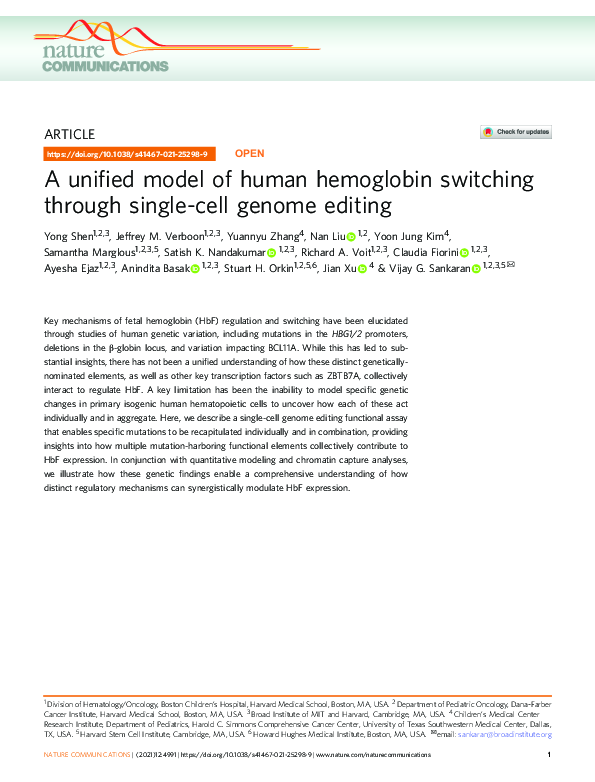 (PDF) A unified model of human hemoglobin switching through single-cell ...