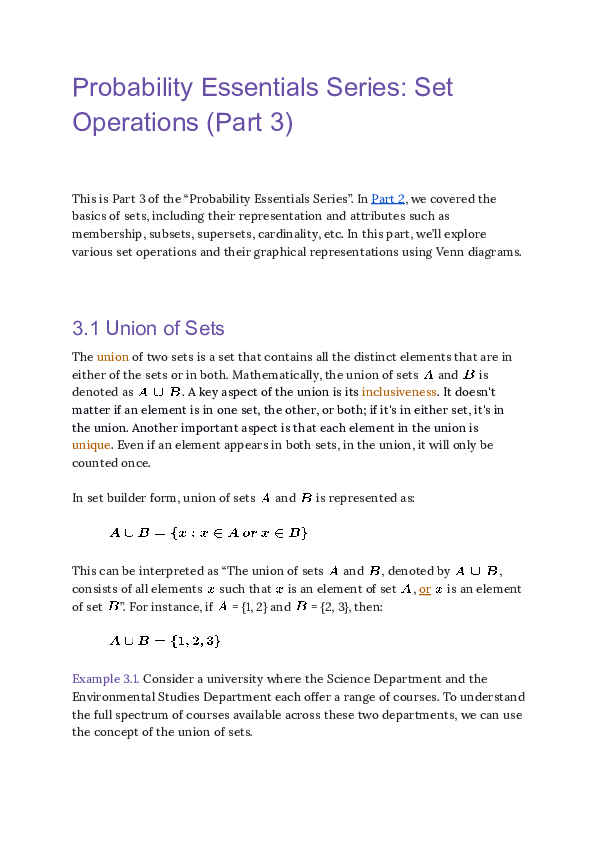 (PDF) Probability Essentials Series: Set Operations (Part 3)