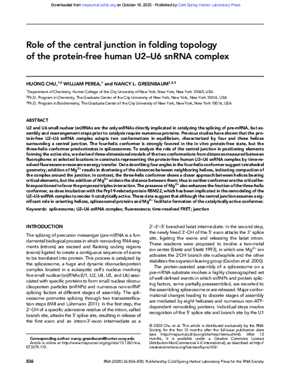 (PDF) Role of the central junction in folding topology of the protein ...