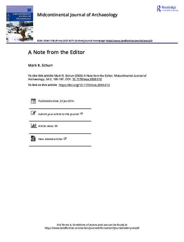 (PDF) A Note from the Editor