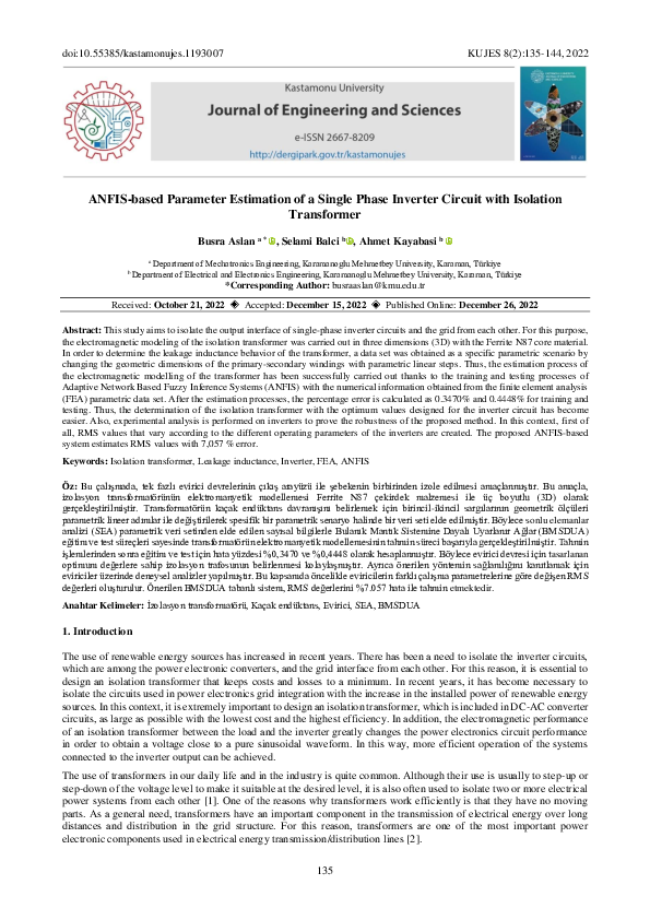 (PDF) ANFIS-based Parameter Estimation of a Single Phase Inverter ...