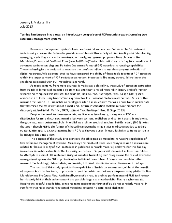 (PDF) Turning hamburgers into a cow - An introductory comparison of PDF metadata extraction ...