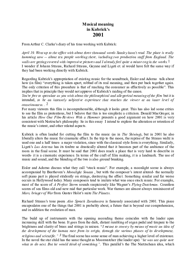 (PDF) Musical meaning in Kubrick's 2001