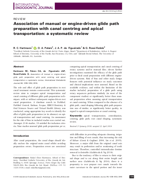 (PDF) Association of manual or engine-driven glide path preparation ...