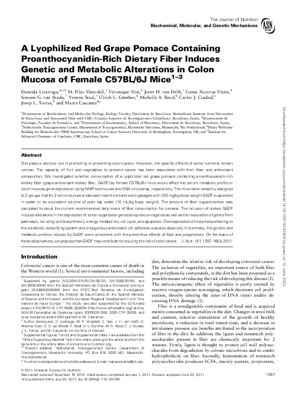 (PDF) A Lyophilized Red Grape Pomace Containing Proanthocyanidin-Rich ...