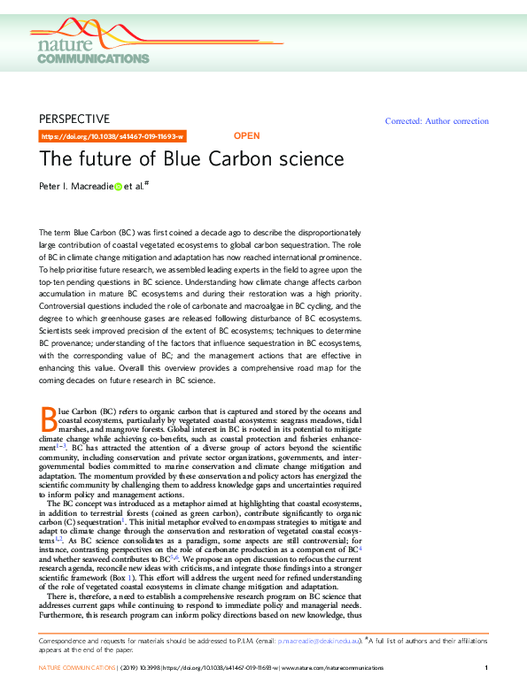 (PDF) The future of Blue Carbon science