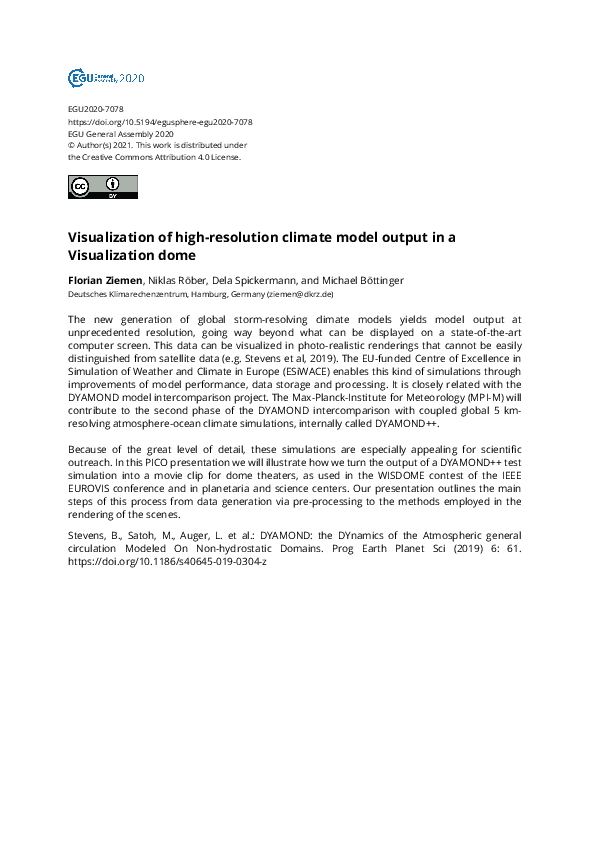 (PDF) Visualization of high-resolution climate model output in a ...