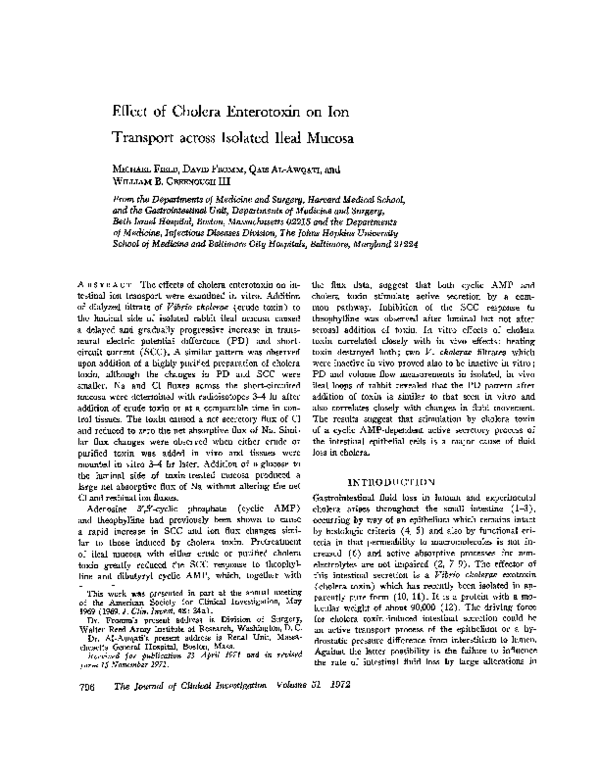 (PDF) Effect of Cholera Enterotoxin on Ion Transport across Isolated ...