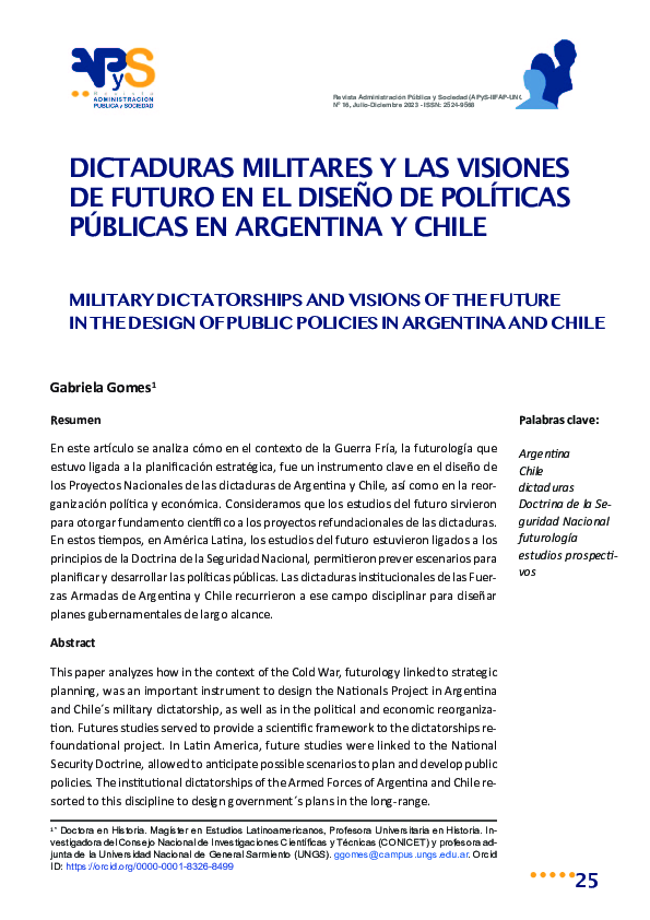 (PDF) DICTADURAS MILITARES Y LAS VISIONES DE FUTURO EN EL DISEÑO DE ...