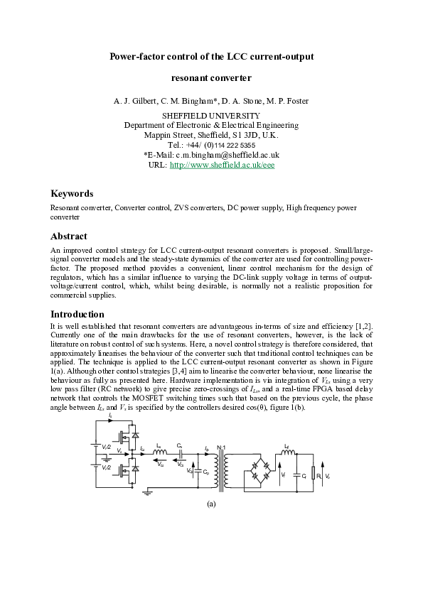 (PDF) Power-factor control of the LCC current-output resonant converter