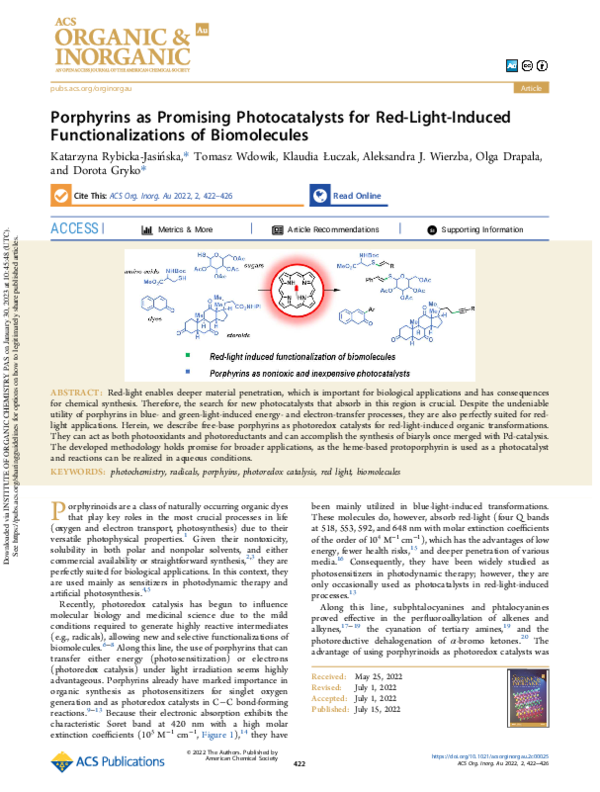 (PDF) Porphyrins as Promising Photocatalysts for Red-Light-Induced ...