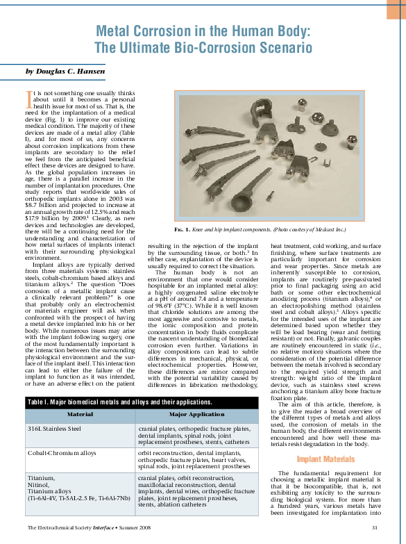 (PDF) Metal Corrosion in the Human Body: The Ultimate Bio-Corrosion ...