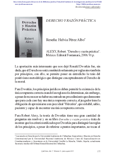 (PDF) Alexy, Robert, Derecho y razón práctica
