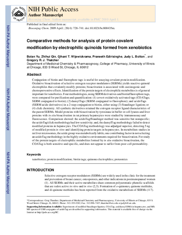 (PDF) Comparative Methods for Analysis of Protein Covalent Modification ...