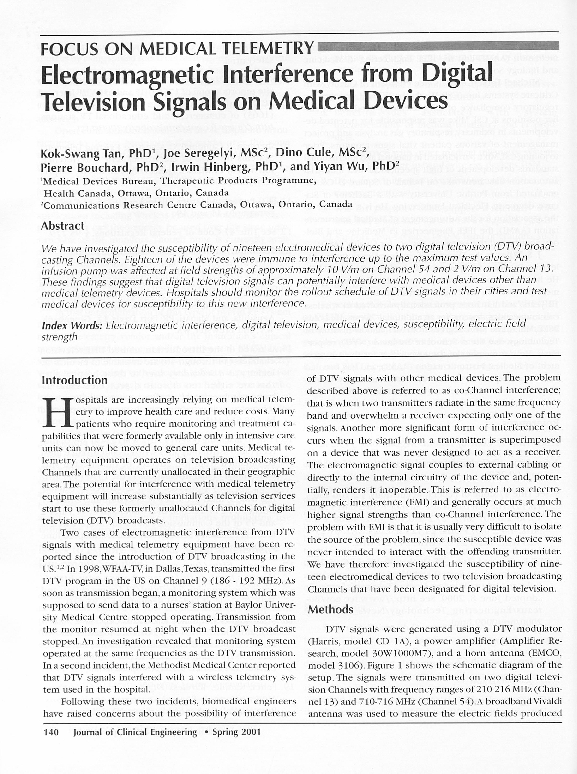 (PDF) Electromagnetic Interference from Digital Television Signals on ...