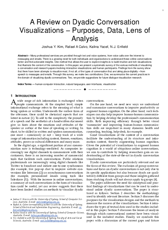 (PDF) A Review on Dyadic Conversation Visualizations - Purposes, Data ...