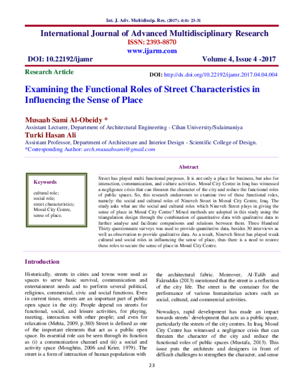 (PDF) Examining the Functional Roles of Street Characteristics in ...
