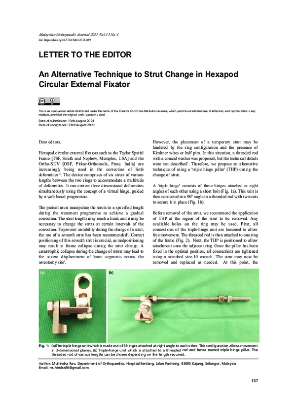 (PDF) An Alternative Technique to Strut Change in Hexapod Circular ...