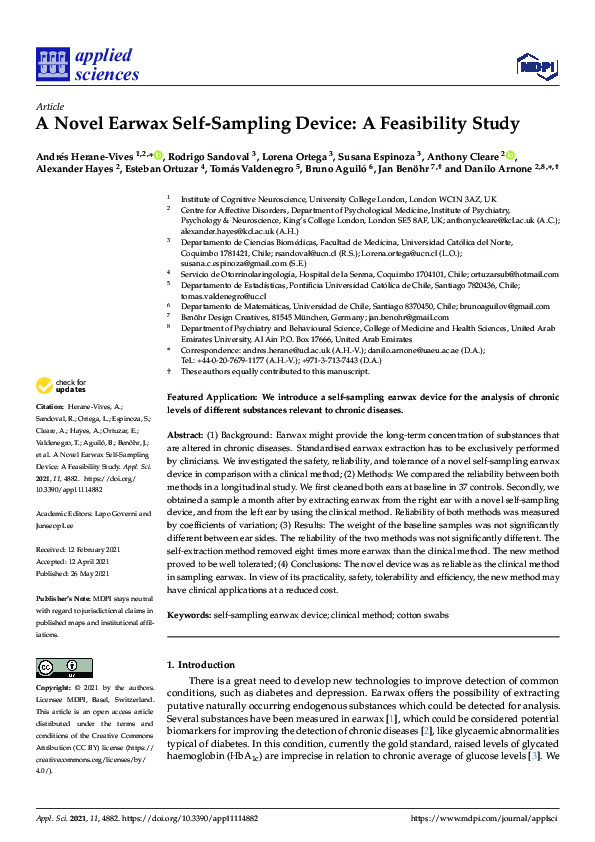 (PDF) A Novel Earwax Self-Sampling Device: A Feasibility Study