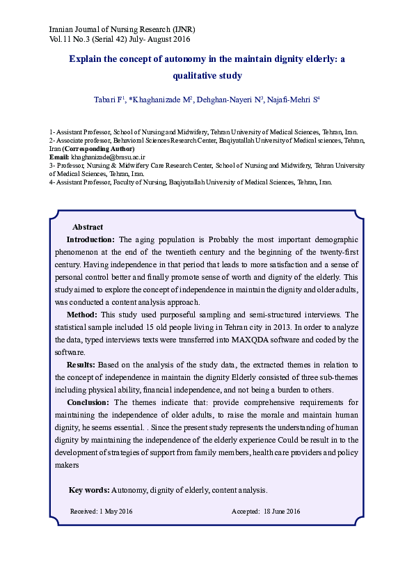 (PDF) Explain the concept of autonomy in the maintain dignity elderly ...
