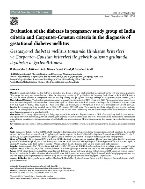 (PDF) Evaluation of the diabetes in pregnancy study group of India ...