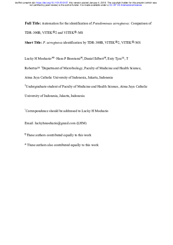 (PDF) Automation for the identification of Pseudomonas aeruginosa ...