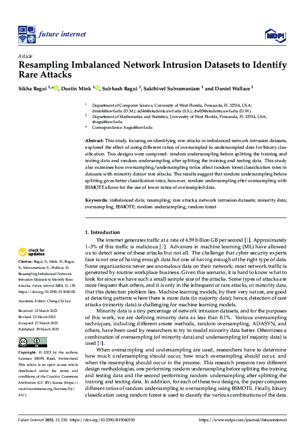 (PDF) Resampling Imbalanced Network Intrusion Datasets to Identify Rare Attacks