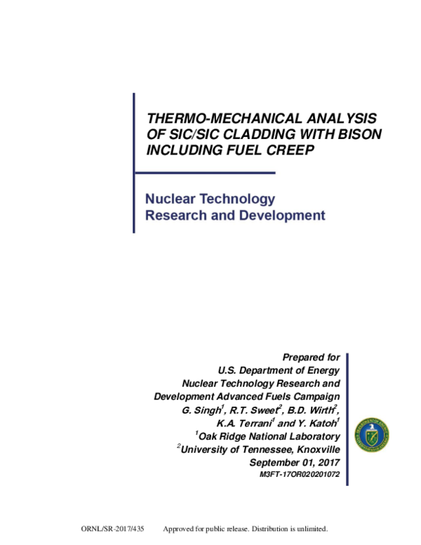 (PDF) Thermo-mechanical Analysis of SiC/SiC Composite Cladding with ...
