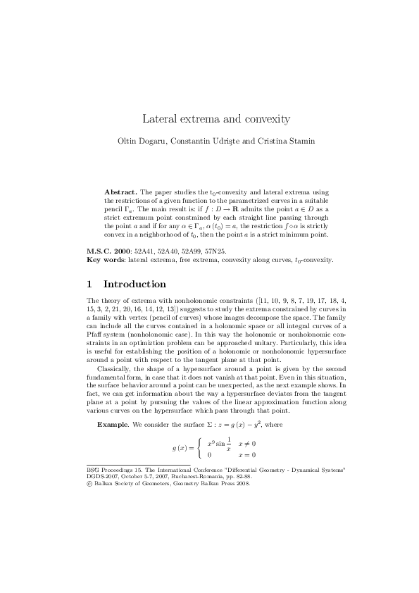(PDF) Lateral extrema and convexity