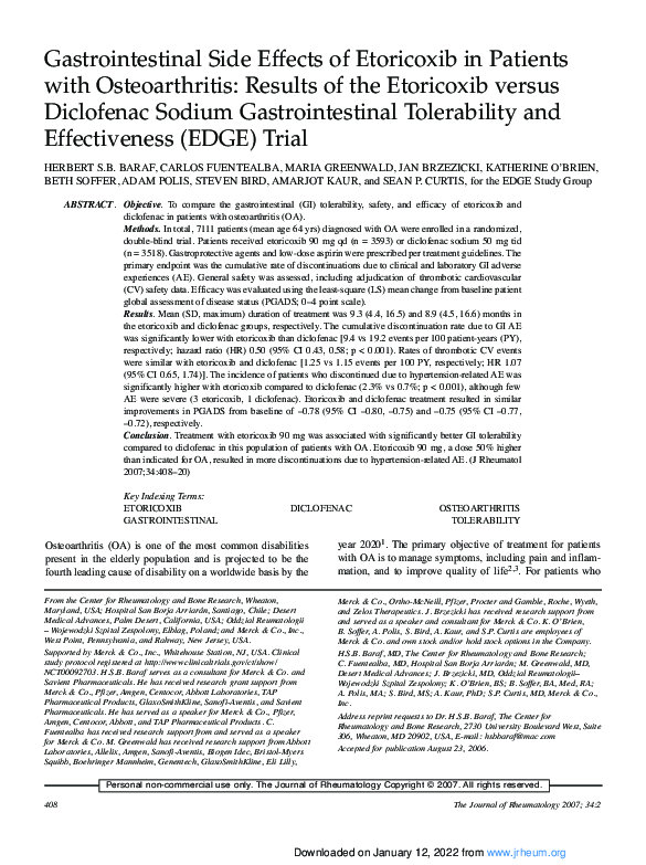 (PDF) Gastrointestinal side effects of etoricoxib in patients with ...