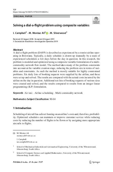 (PDF) Solving a dial-a-flight problem using composite variables