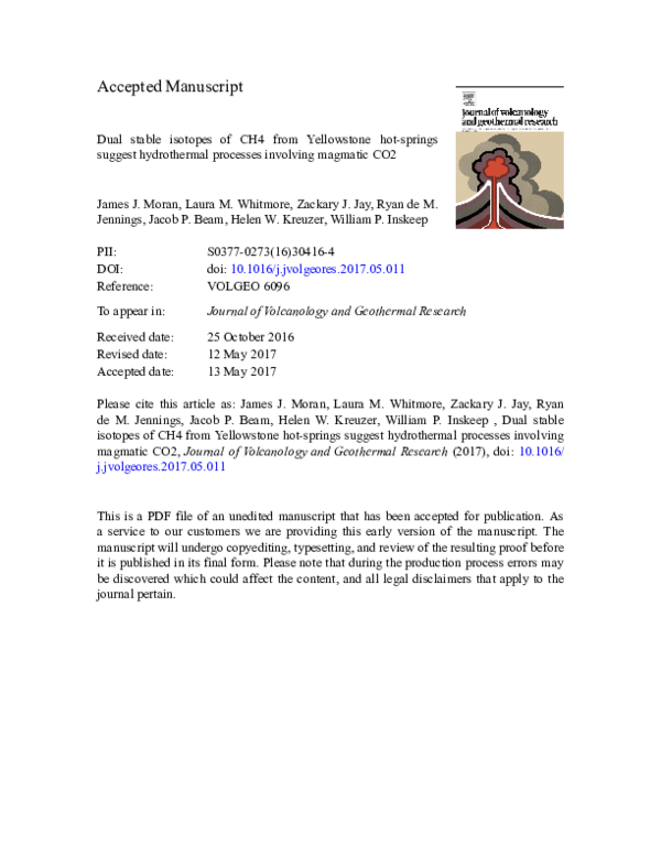 (PDF) Dual stable isotopes of CH4 from Yellowstone hot-springs suggest ...