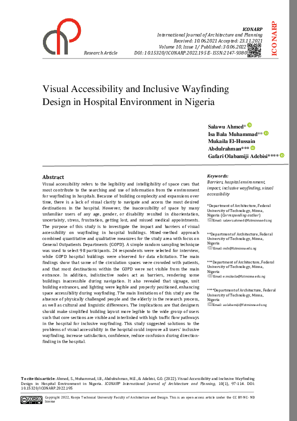 (PDF) Visual Accessibility and Inclusive Wayfinding Design in Hospital ...