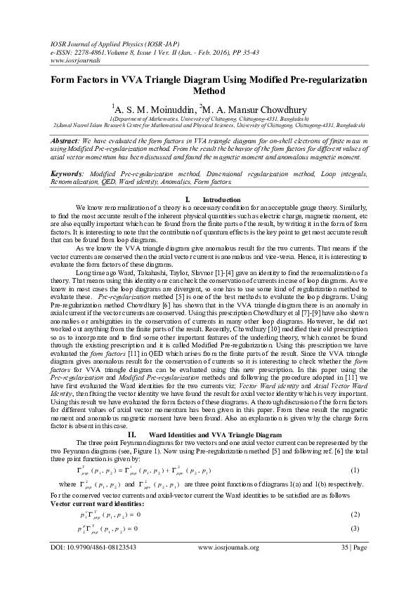 (PDF) Form Factors in VVA Triangle Diagram Using Modified Pre ...