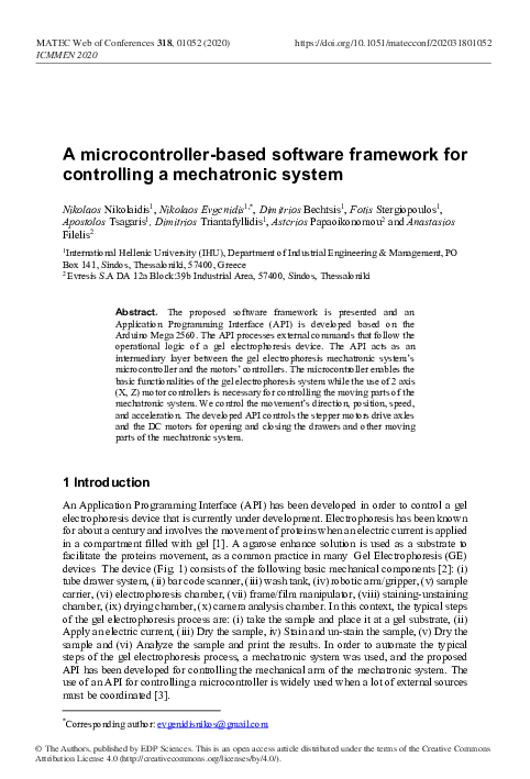 (PDF) A microcontroller-based software framework for controlling a mechatronic system