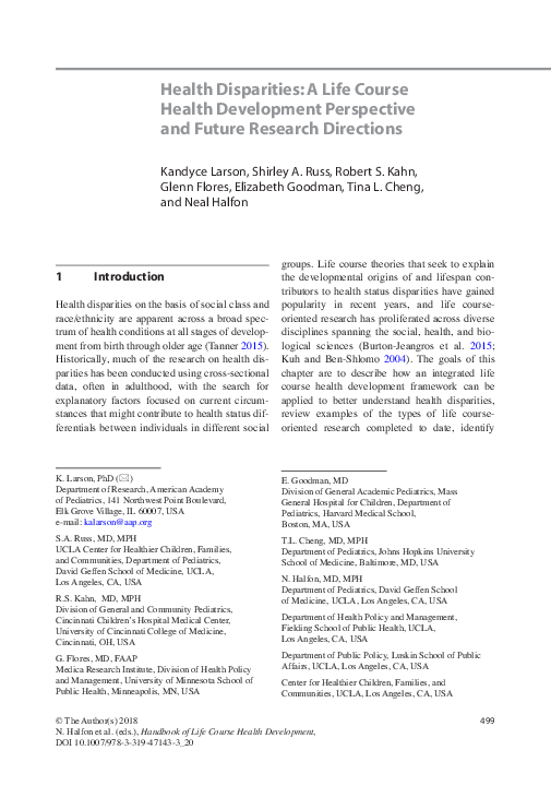 (PDF) Health Disparities: A Life Course Health Development Perspective ...