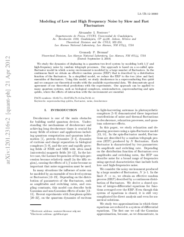 (PDF) Modeling of low- and high-frequency noise by slow and fast fluctuators