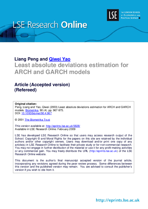 Pdf Least Absolute Deviations Estimation For Arch And Garch Models